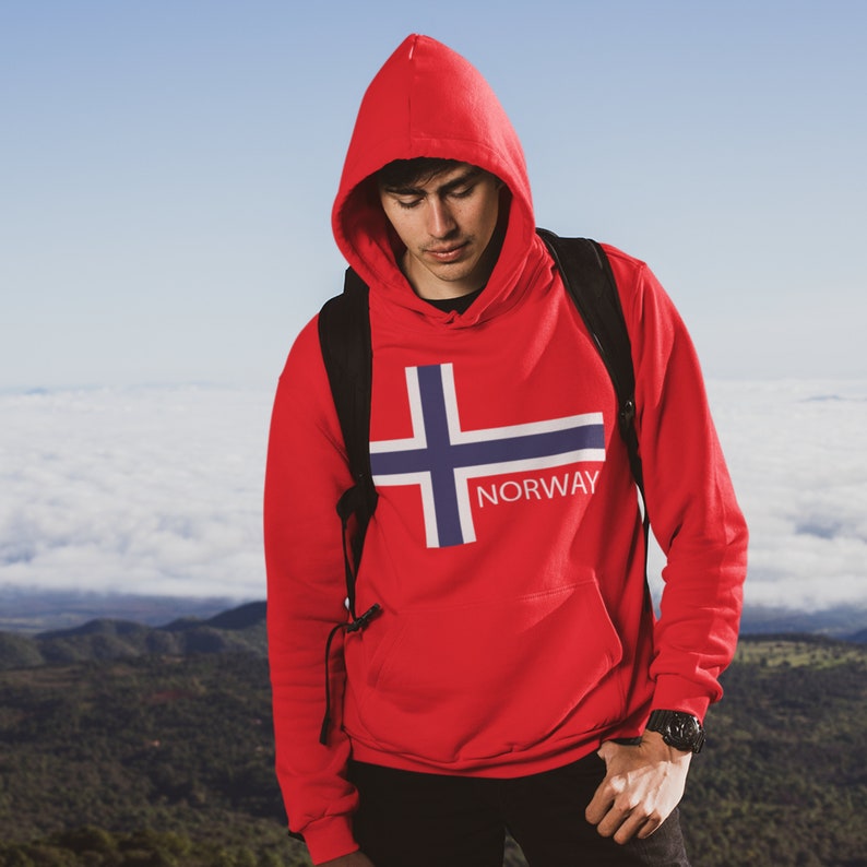 Norwegian Flag Hoodie Norway Pride Scandinavian Heritage Sweatshirt ...