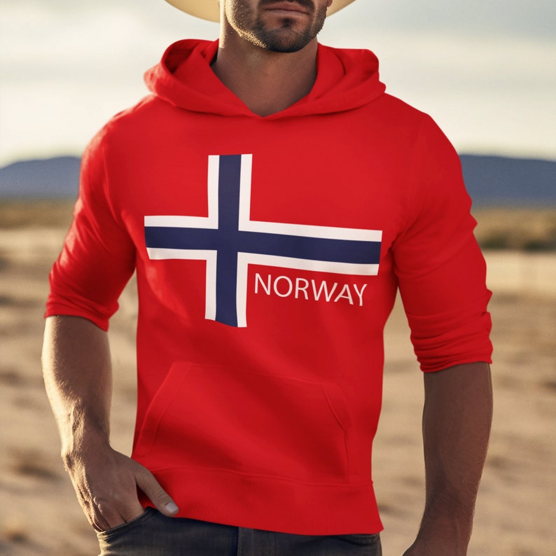 Norwegian Flag Hoodie Norway Pride Scandinavian Heritage Sweatshirt ...
