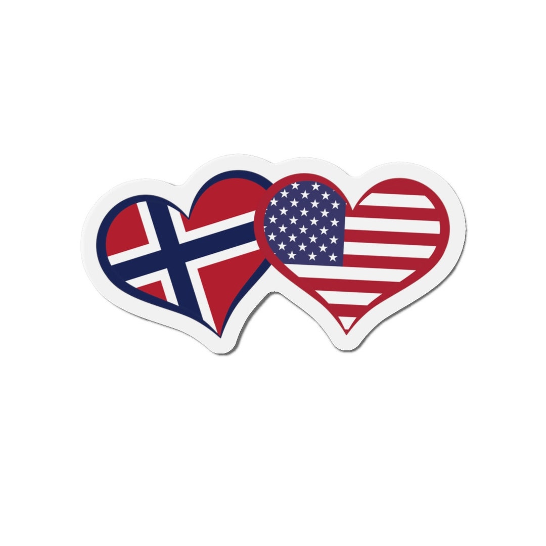 Norwegian American Flag Hearts Magnet Norway Flag Norwegian Magnet ...