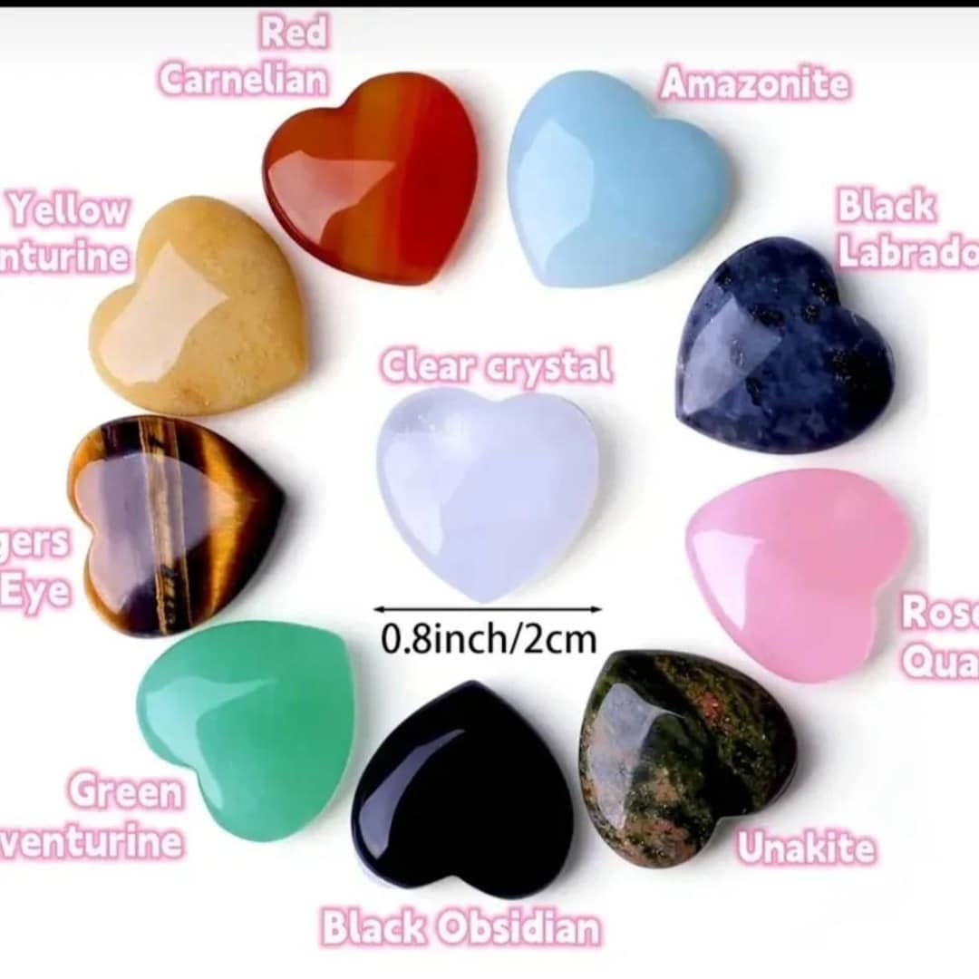 Pocket Heart Shapped Crystals Mini Hearts Polished Crystals Healing ...
