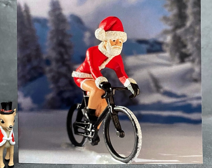 Father Christmas, Santa Claus on a Bike Cycling Figure Christmas Card ...