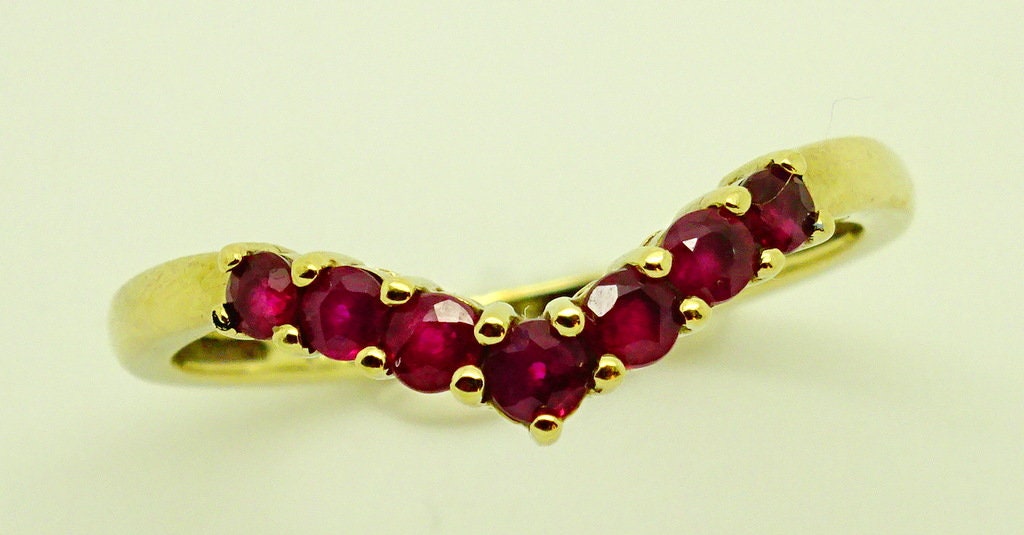 9ct Yellow Gold Stunning Ruby Wishbone Ring, Fully Hallmarked, Size N 1 ...