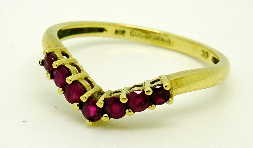 9ct Yellow Gold Stunning Ruby Wishbone Ring, Fully Hallmarked, Size N 1 ...