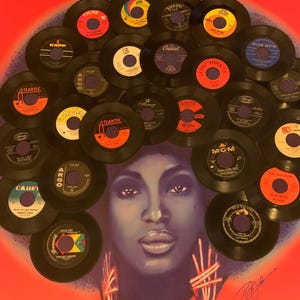 Unique Classic Soul Art 3' X 3' Painting With Real 45 Rpm Records in ...