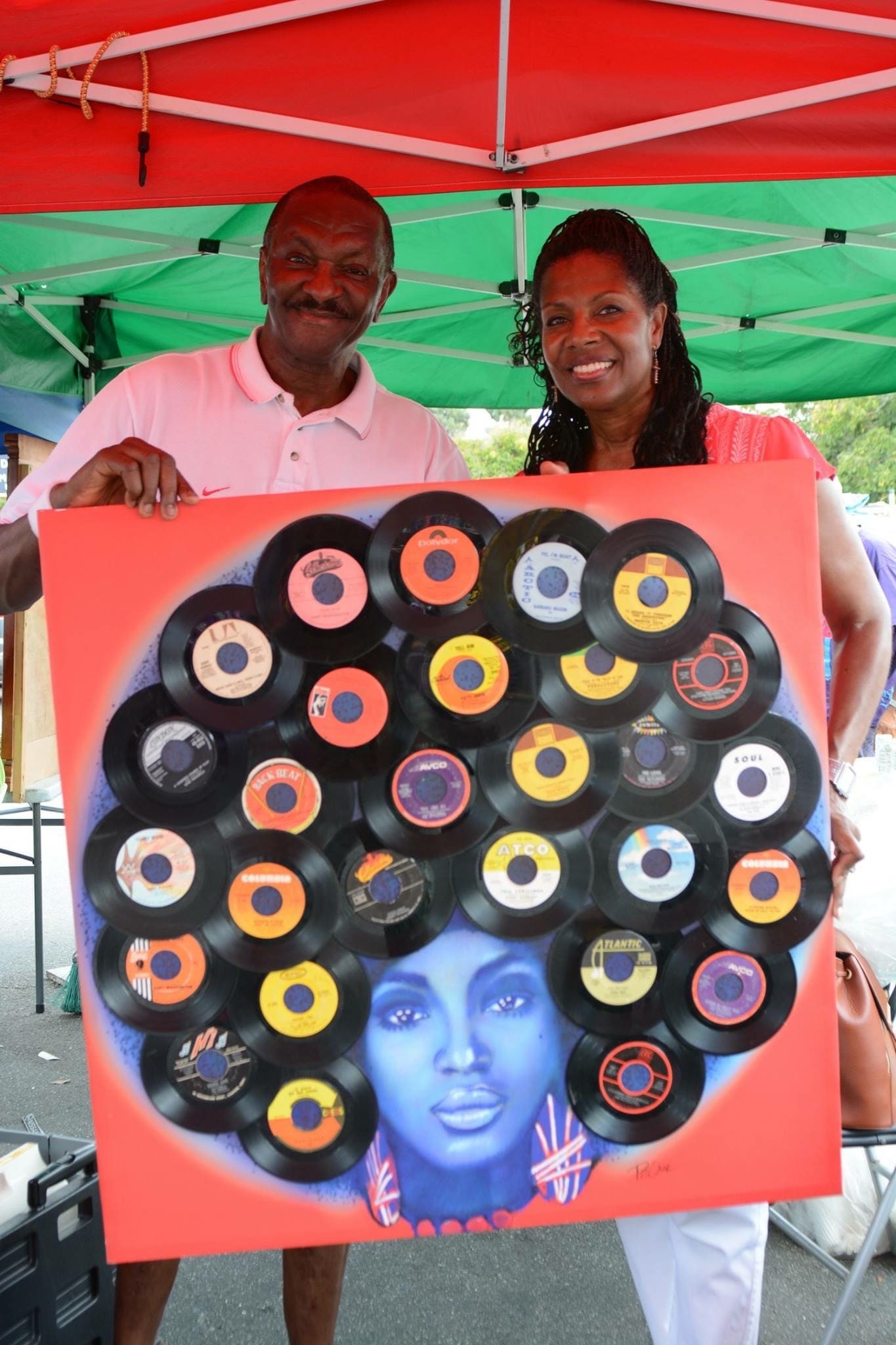 Unique Classic Soul Art 3' X 3' Painting With Real 45 Rpm Records in ...
