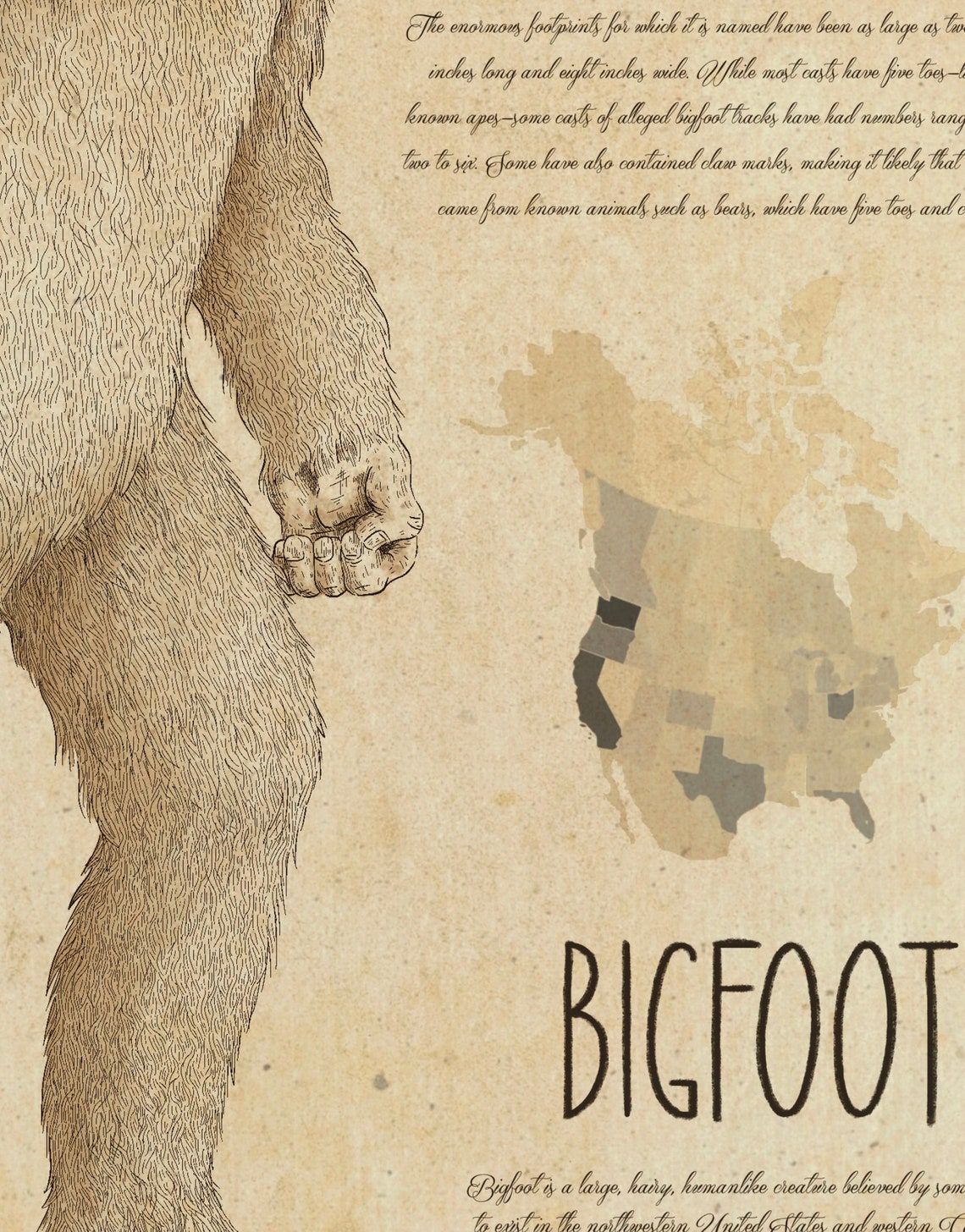 Bigfoot // Sasquatch Print | Etsy