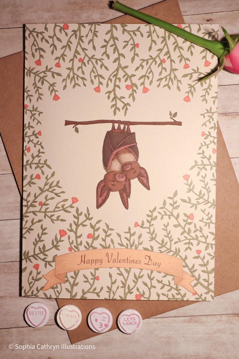 Cute Bat Themed Valentine’s Day Card - Etsy