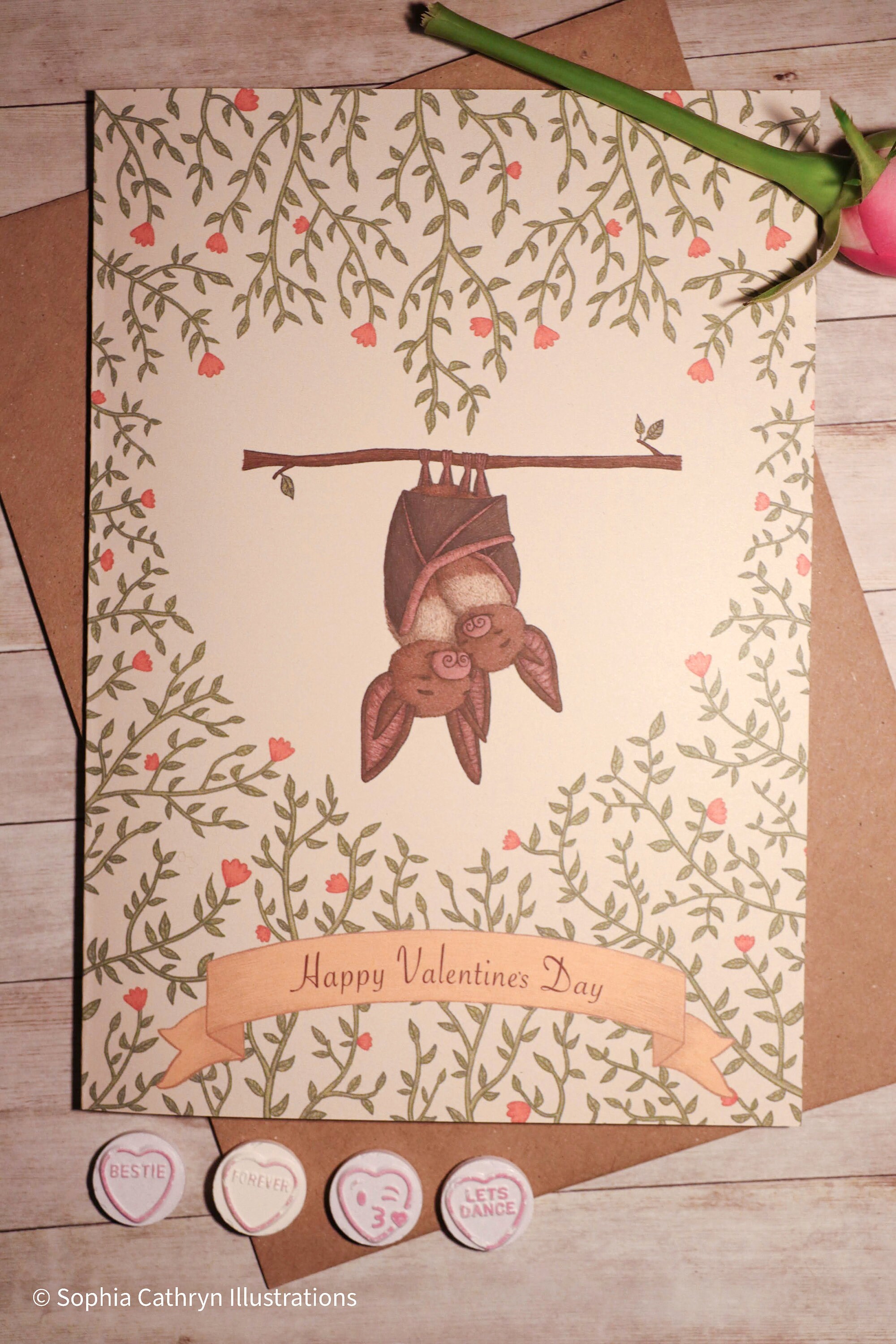 Cute Bat Themed Valentines Day Card - Etsy UK