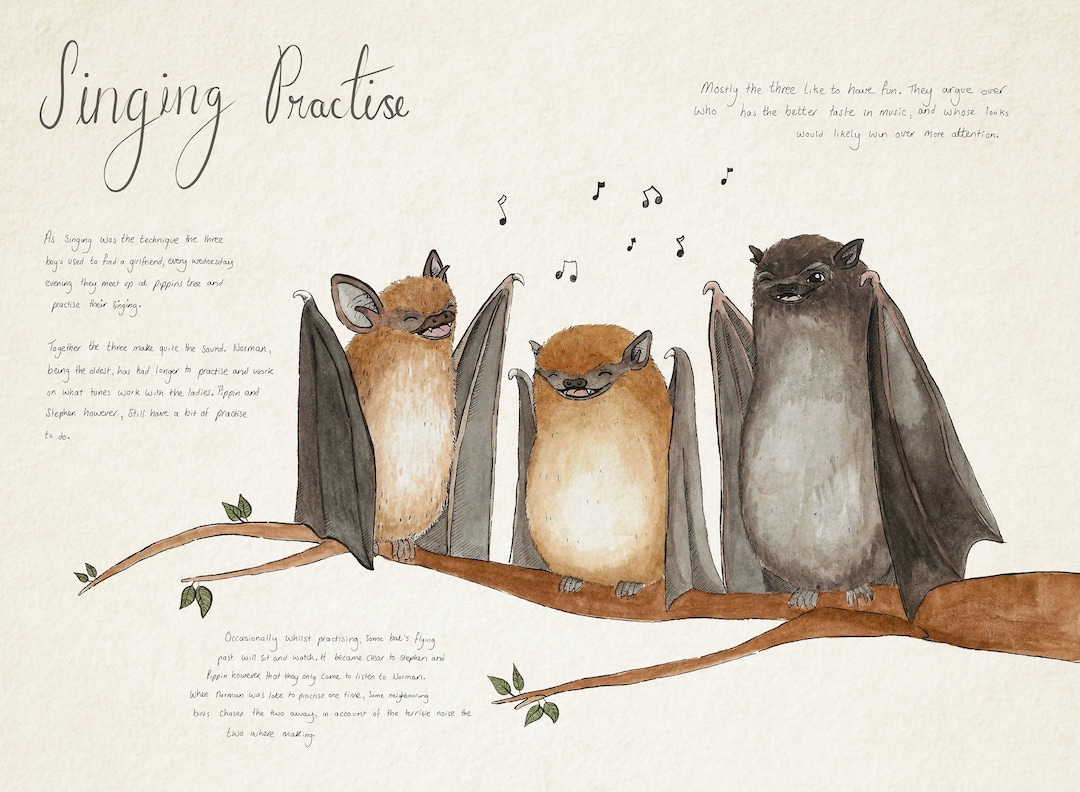 Bat Singing Practise Art Print - Etsy