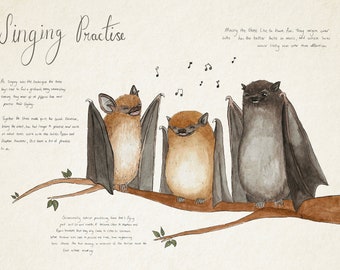 Lenore the Bat Art Print Bat Drawing Bat Print Bat Lover Gift Bat Wall ...