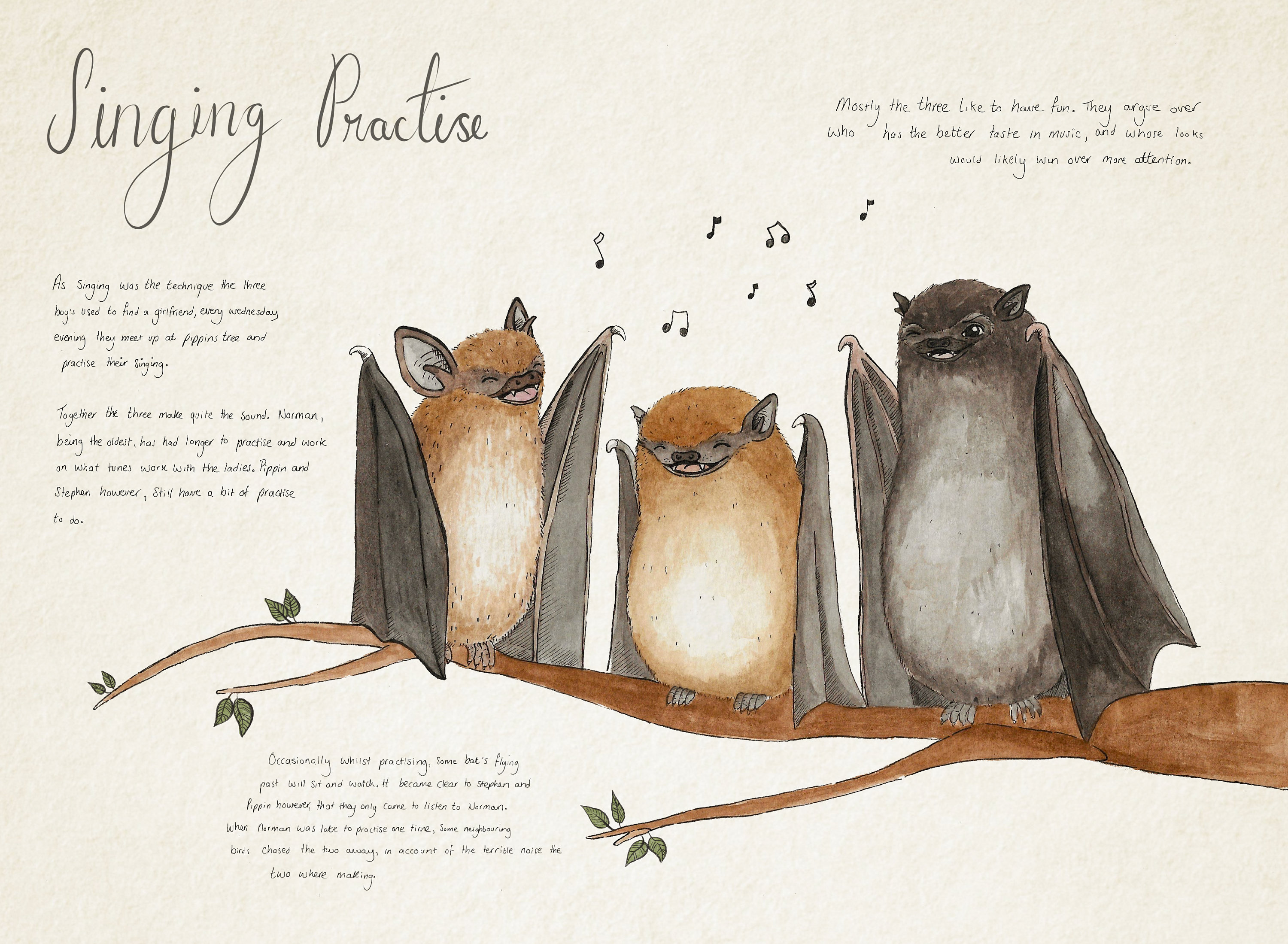 Bat Singing Practise - Art Print - Etsy UK