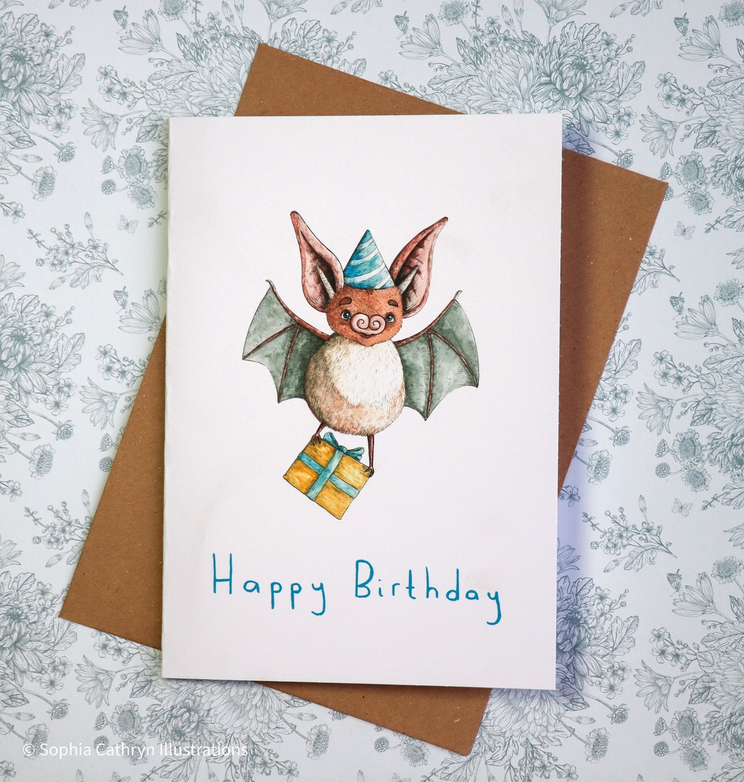 Bat Birthday Card - Etsy UK