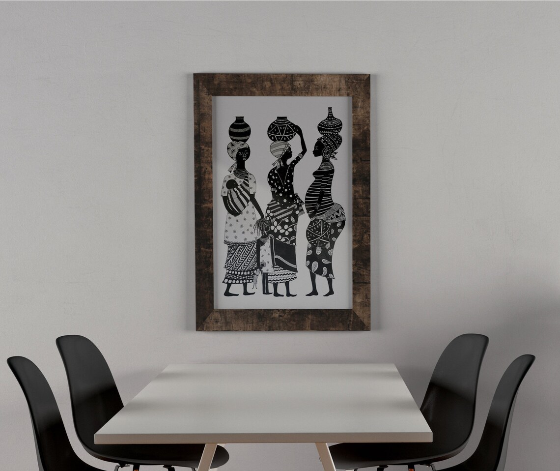African Tribal Art Ink Art Print Monochrome Art Folk Art - Etsy