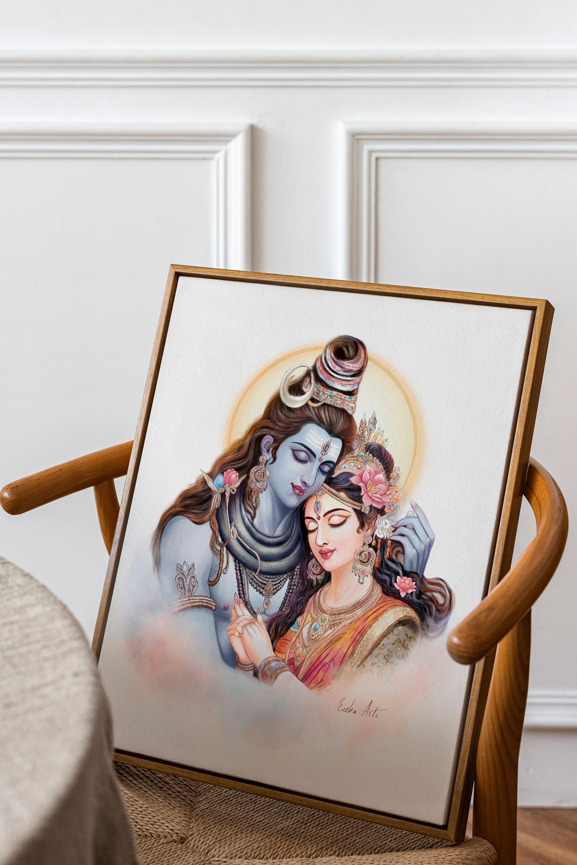 Shankar Parvati Painting, Lord Shiva, Hindu God Painting, Devotional ...