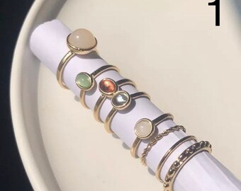 Gemstone Ring Set | Etsy