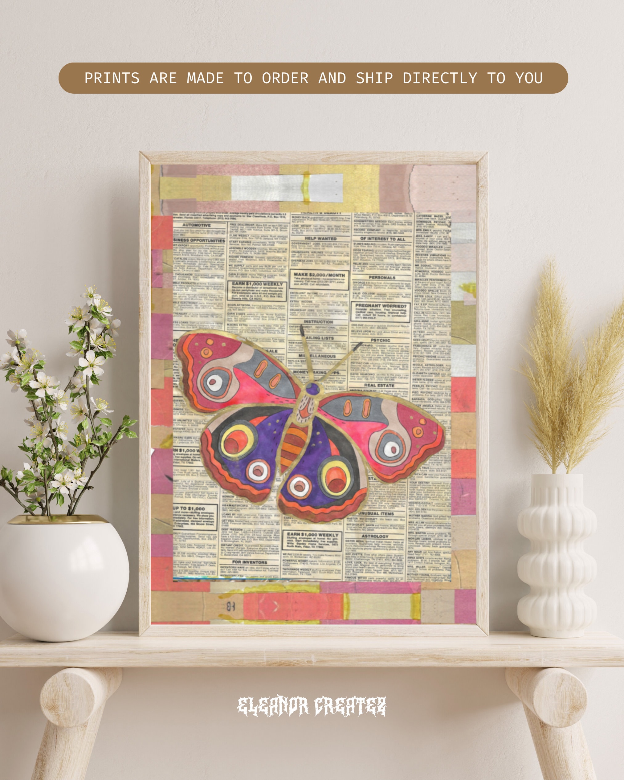 Butterfly Poster, Insect Poster, Vintage Bug Decor, Vintage Bug Poster ...