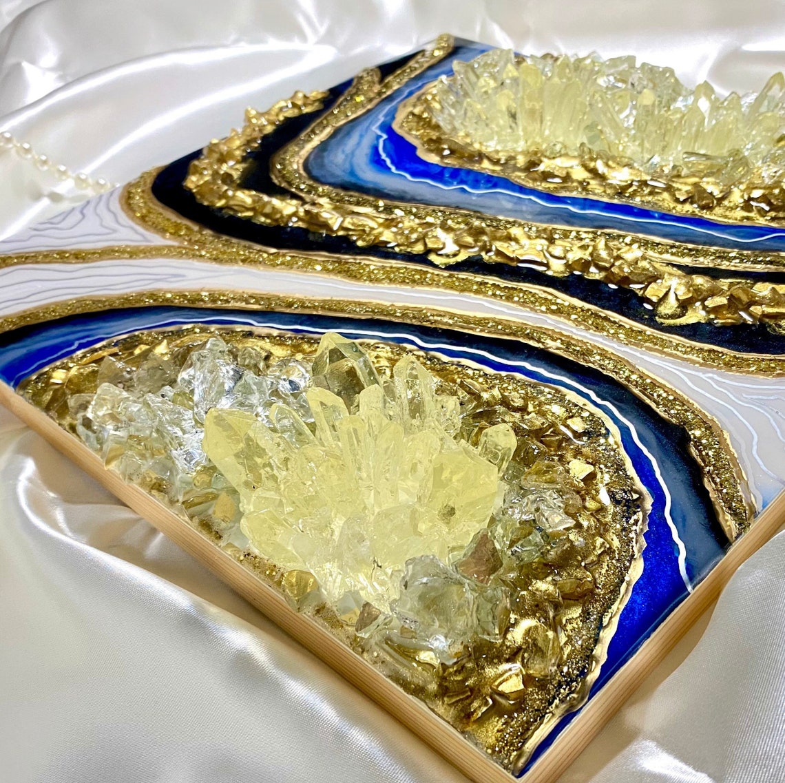Resin Geode Blue and Gold 12 Epoxy Resin Geode Art Geode - Etsy