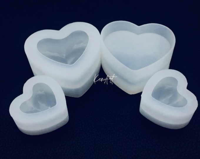 3D Heart Mold for Resin, Large Shiny 3D Heart Resin Mold, Small 3D ...