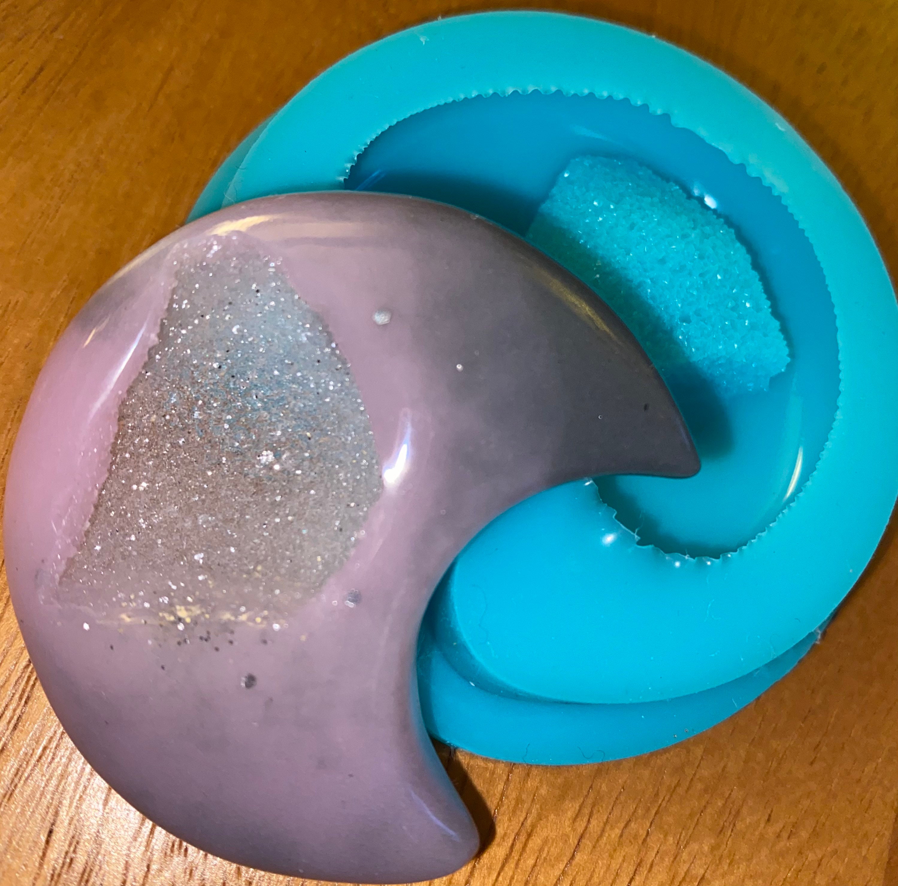 Druzy Moon Silicone Mold, Crystal Moon Agate Mold for Resin, Epoxy ...