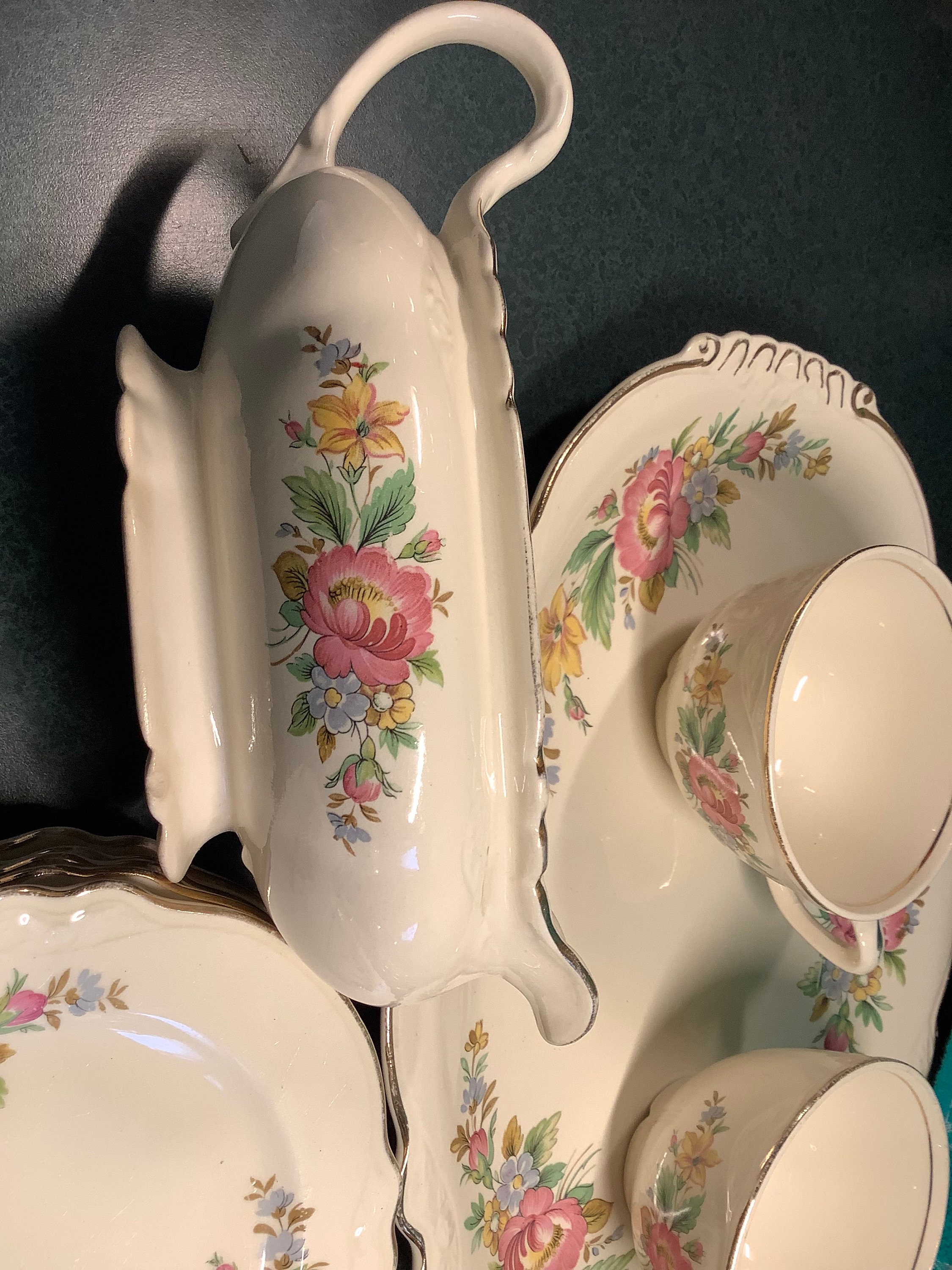 Vintage Homer Laughlin China Set (17 Items), Spring Wreath China - Etsy