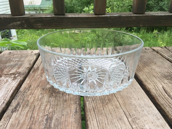 Vintage Arcoroc France Crystal Glass Large Serving Bowl | Etsy