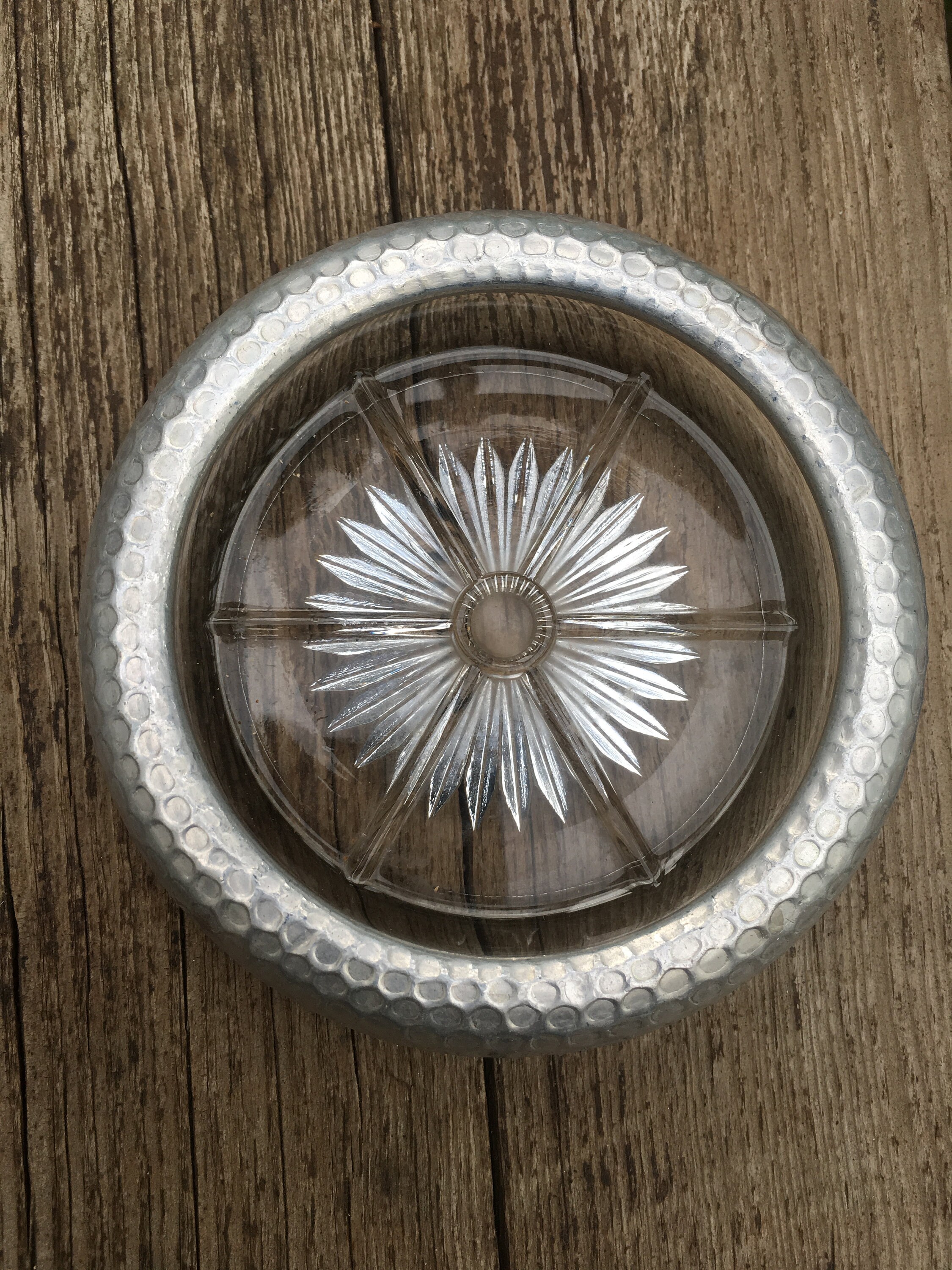 Vintage Hammered Silver Edged Cut Glass Coasters, Set of 4 Silver and ...