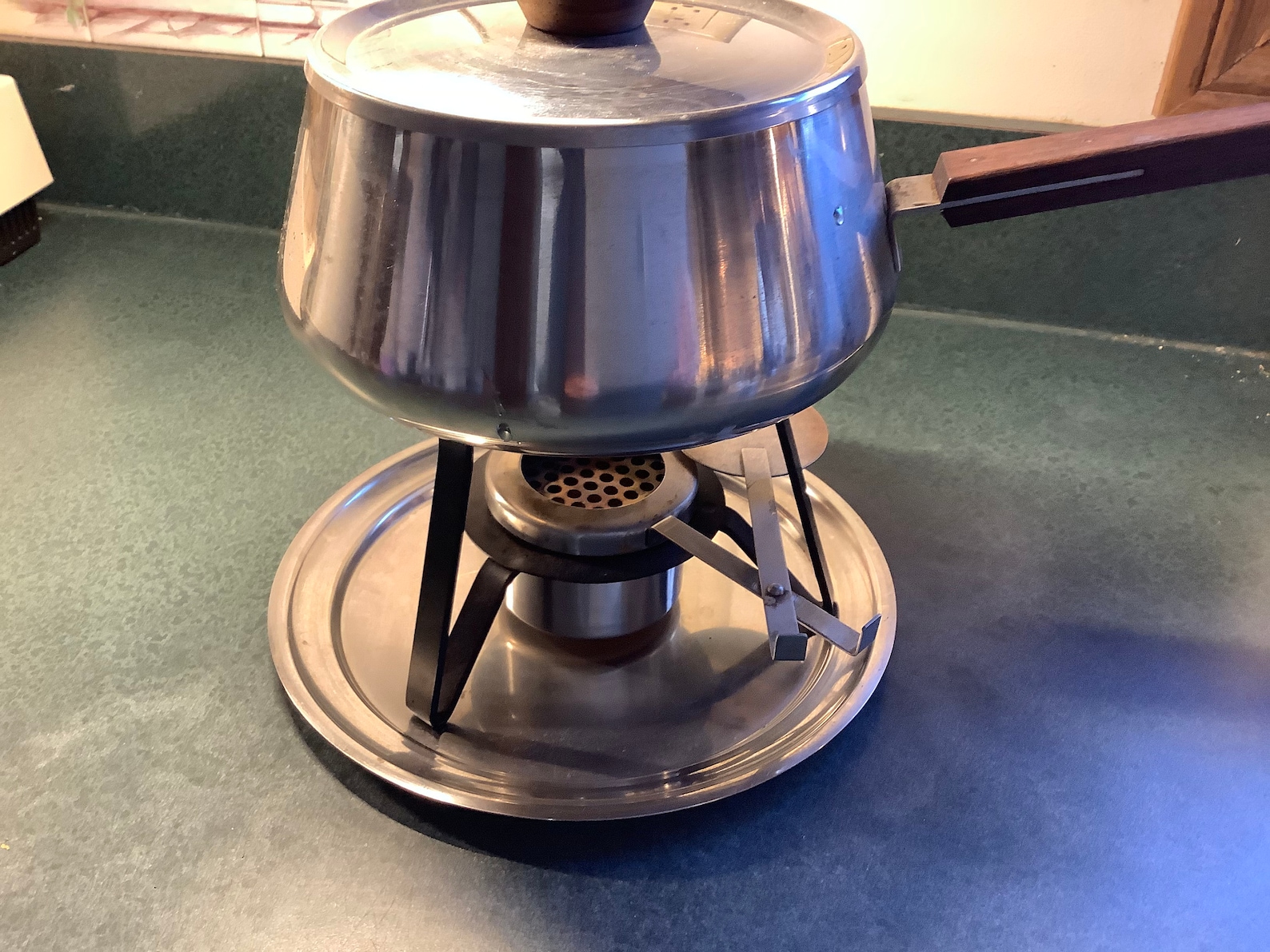 Vintage Mid Century Stainless Steel Fondue Pot and Stand, Denmark-made ...