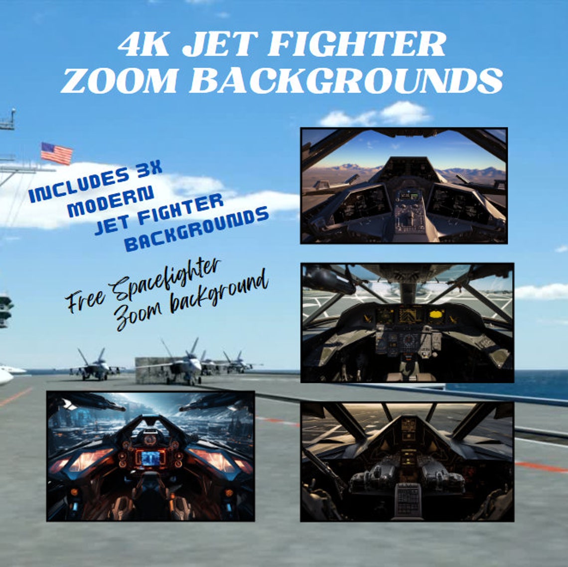 4k Modern Fighter Jet Zoom Backgrounds 3 Pack Plus FREE Extra ...