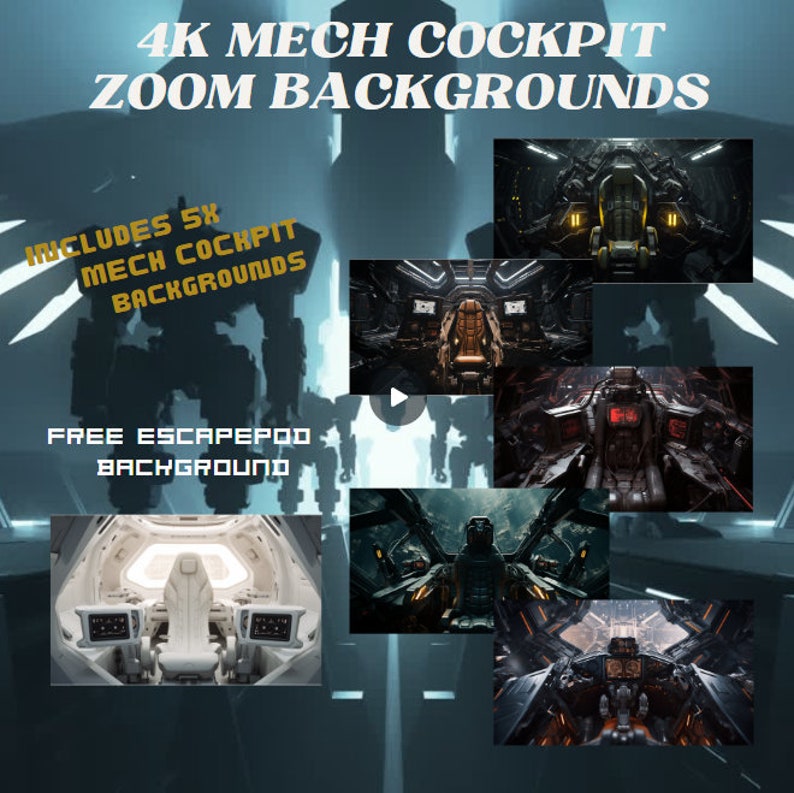 4k Mech Cockpit Zoom Backgrounds 5 Pack Plus FREE Escapepod Background ...