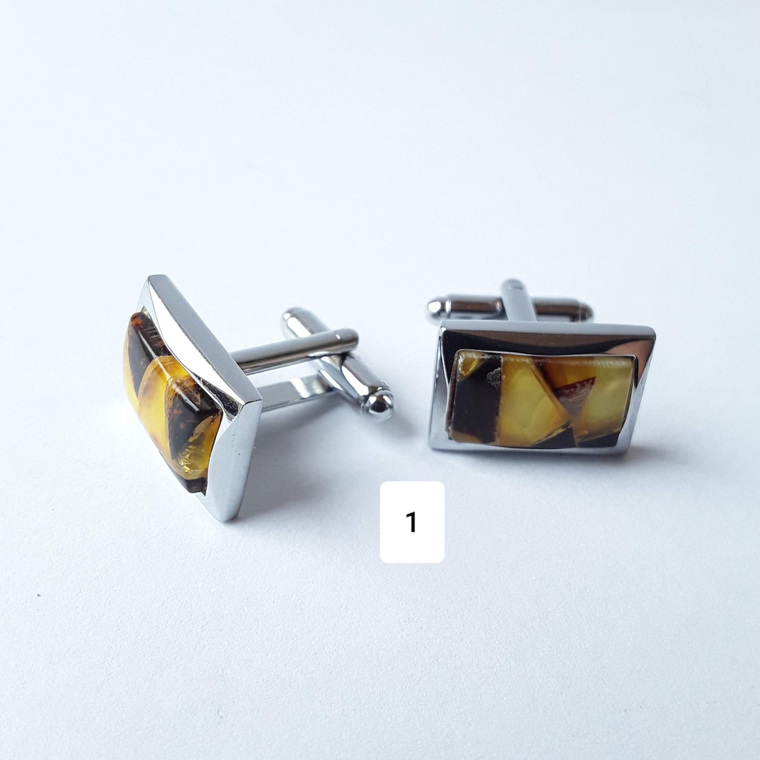 Amber Cufflinks for Men Rectangular Groomsmen Cufflinks Classic ...