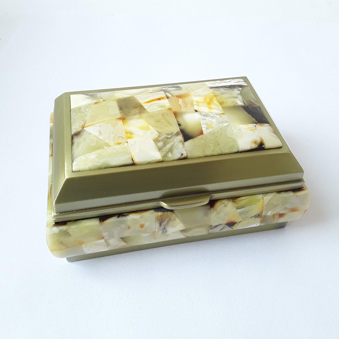 Small Jewelry Box With Amber, Decorative Trinket Box With Lid, Handmade ...