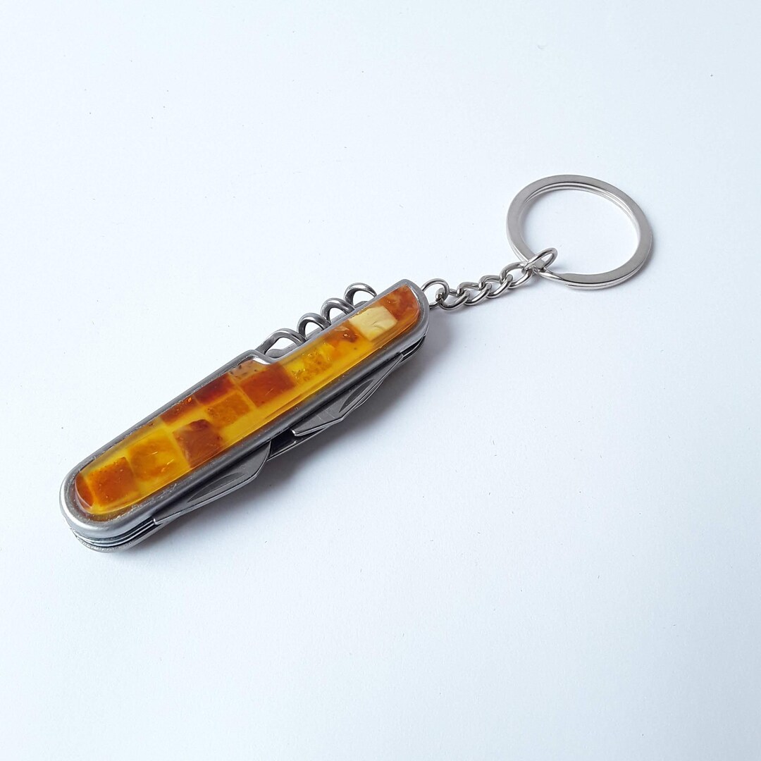 Baltic Amber Multitool Keychain: Compact Travel Key Ring - Etsy