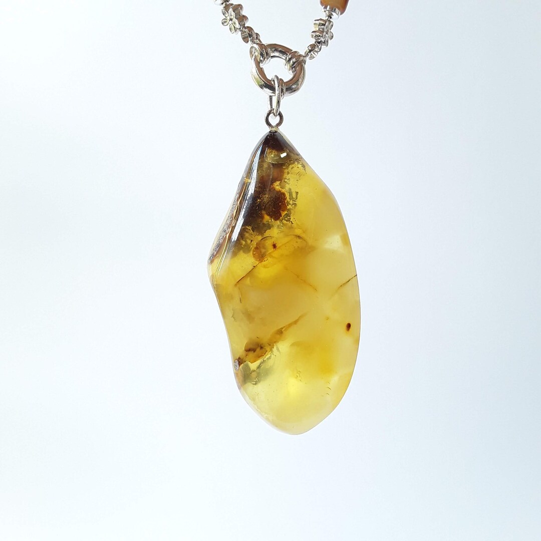 Large Yellow Amber Stone Pendant, Baltic Amber Statement Pendant ...