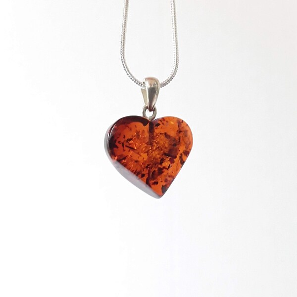 Heart Shaped Amber Pendant - Etsy