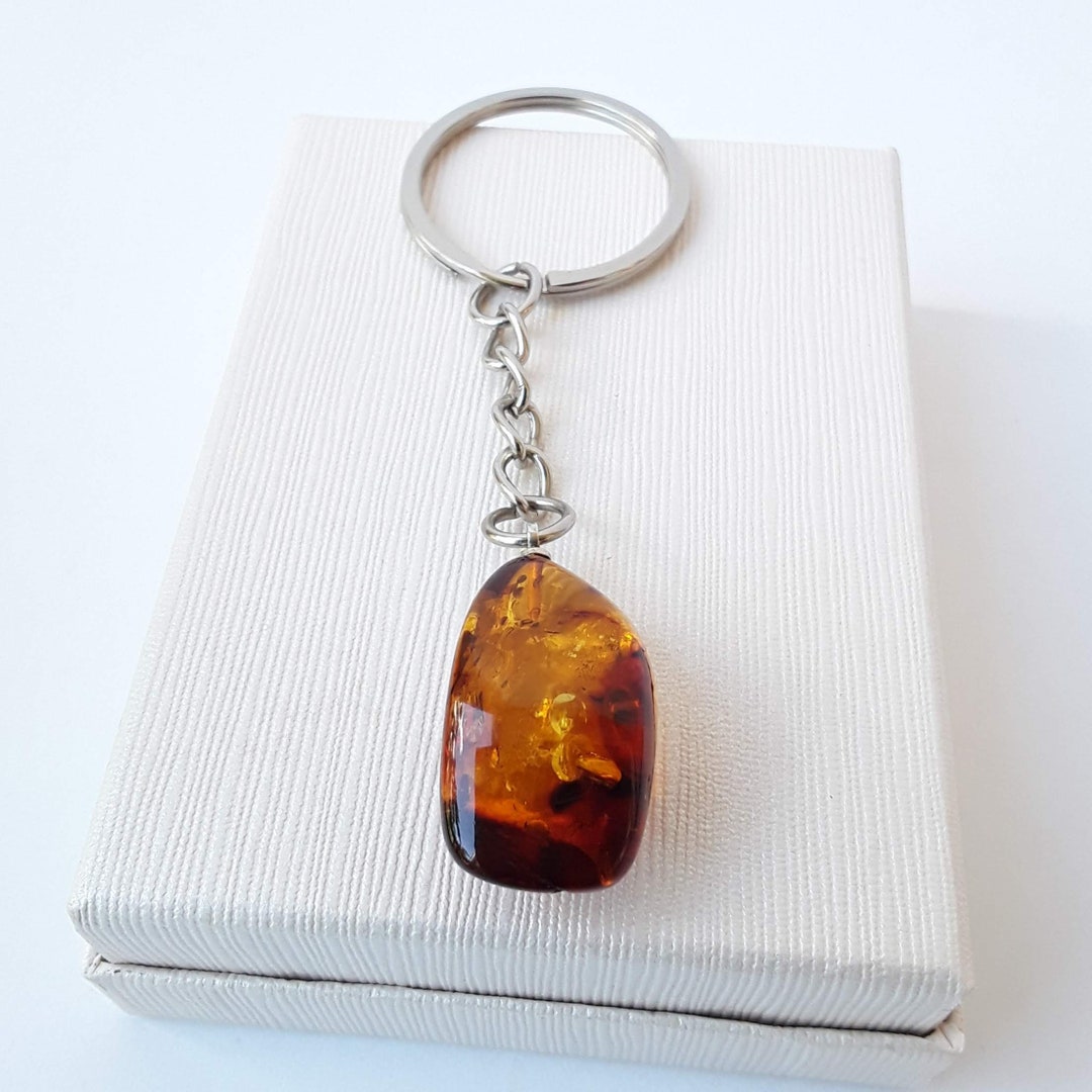 Gemstone Amber Keychain, Decorative New Driver Keychain, Baltic Amber ...