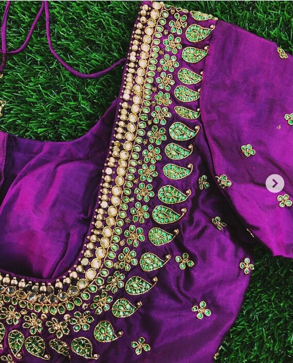 Mango Haram Inspired Raw Silk Maggam Blouse | Etsy