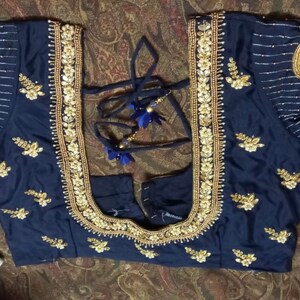 Gold Color Thread Work Maggam Work All Over Sleeves and Neck - Etsy