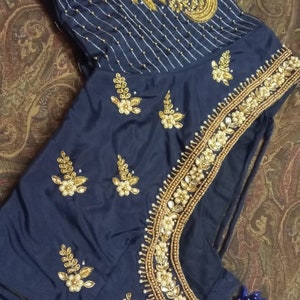 Gold Color Thread Work Maggam Work All Over Sleeves and Neck - Etsy