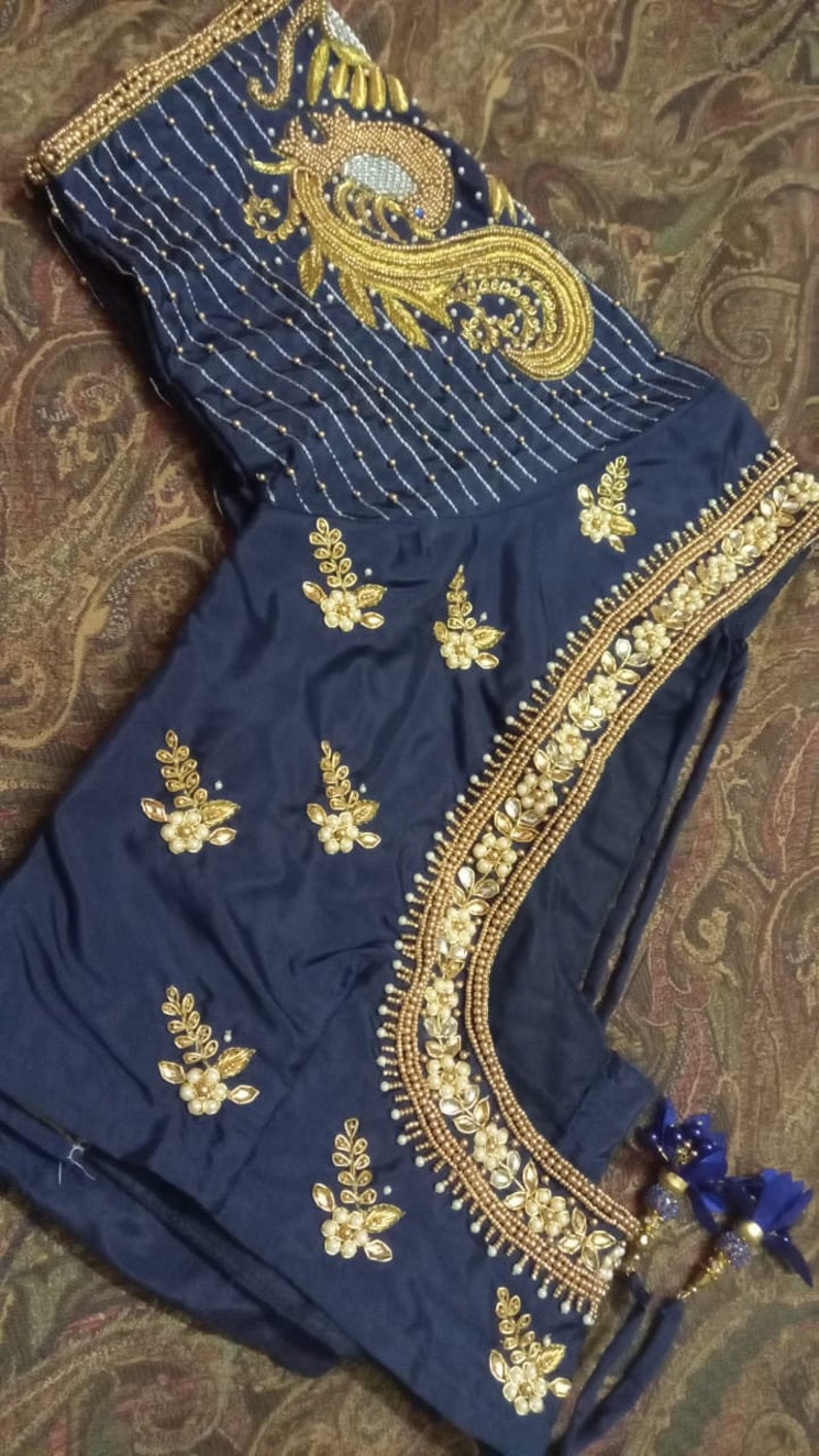 Gold Color Thread Work Maggam Work All Over Sleeves and Neck - Etsy