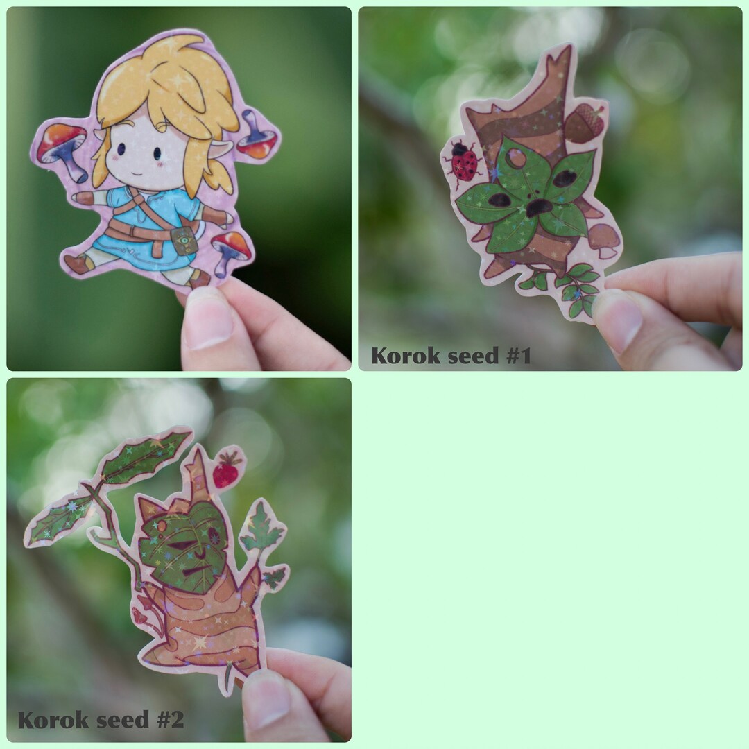 Hyrule Kawaii Stickers Cute Korok Seed Decals Star Holographic Zelda ...