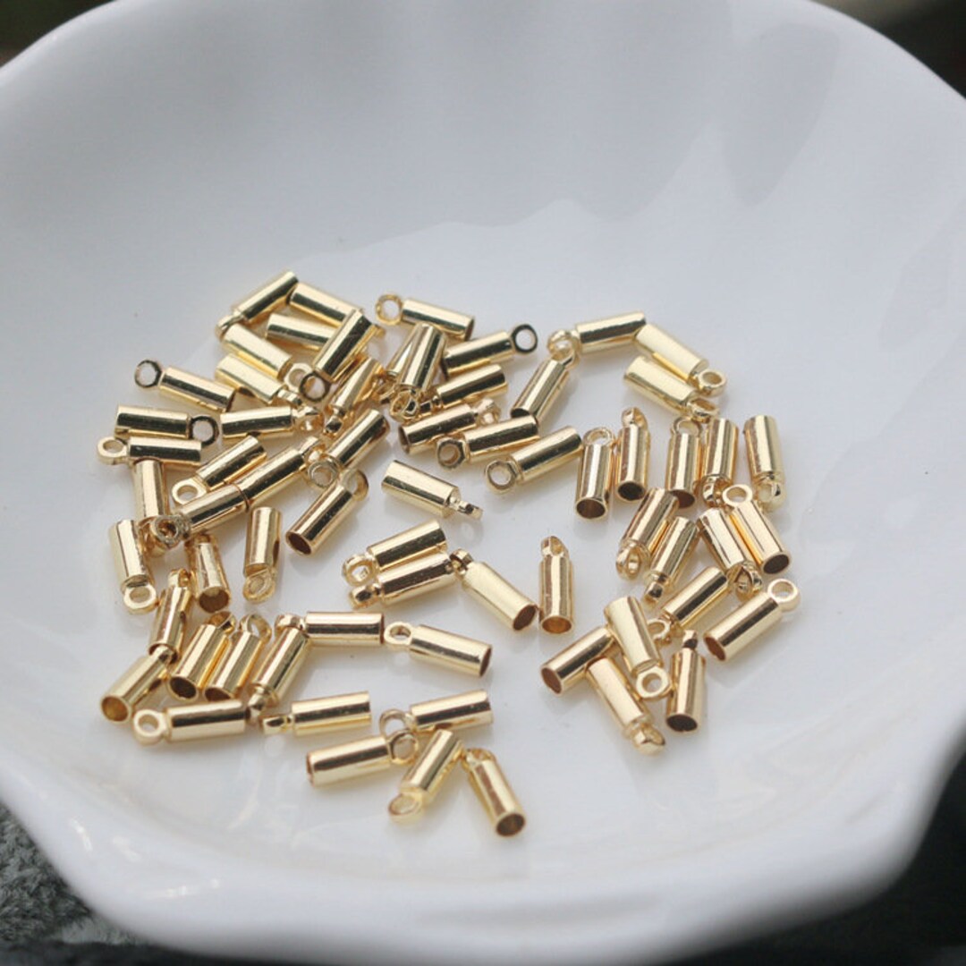50 Pcs 14K Gold Plated Cord End Caps: 2x6.2mm - Etsy