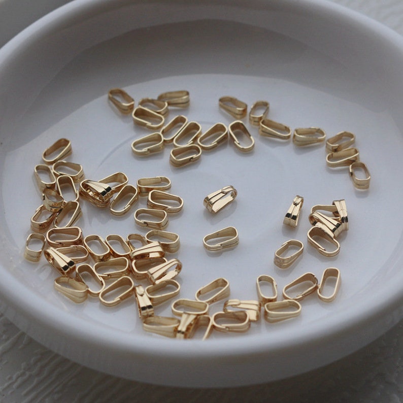 50 Pcs 14K Gold Plated Brass Pinch Bails Pendant Bails Charm - Etsy
