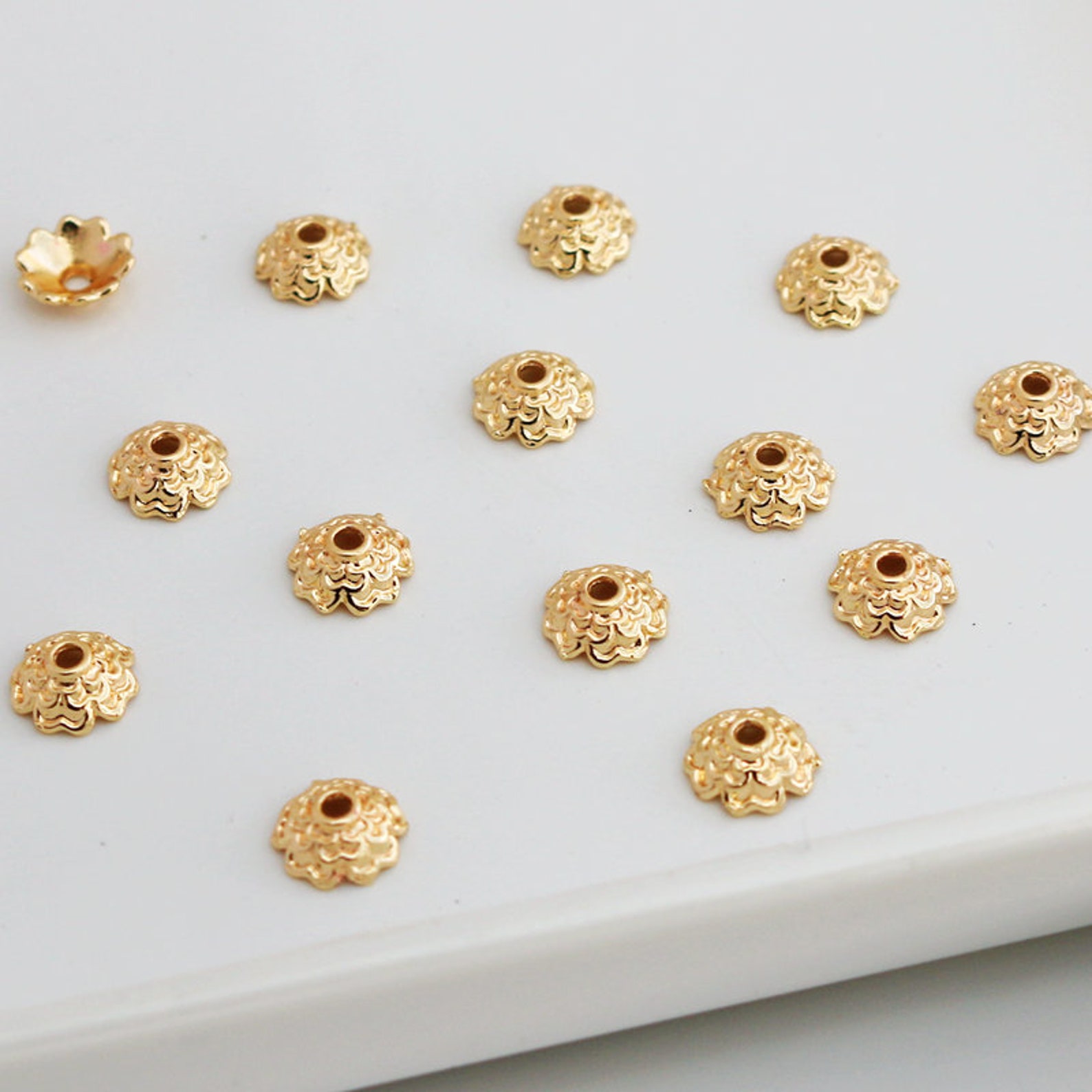 50 Pcs 7mm 14K Gold Plated Bead Caps Gold Bead Cap Gold End - Etsy