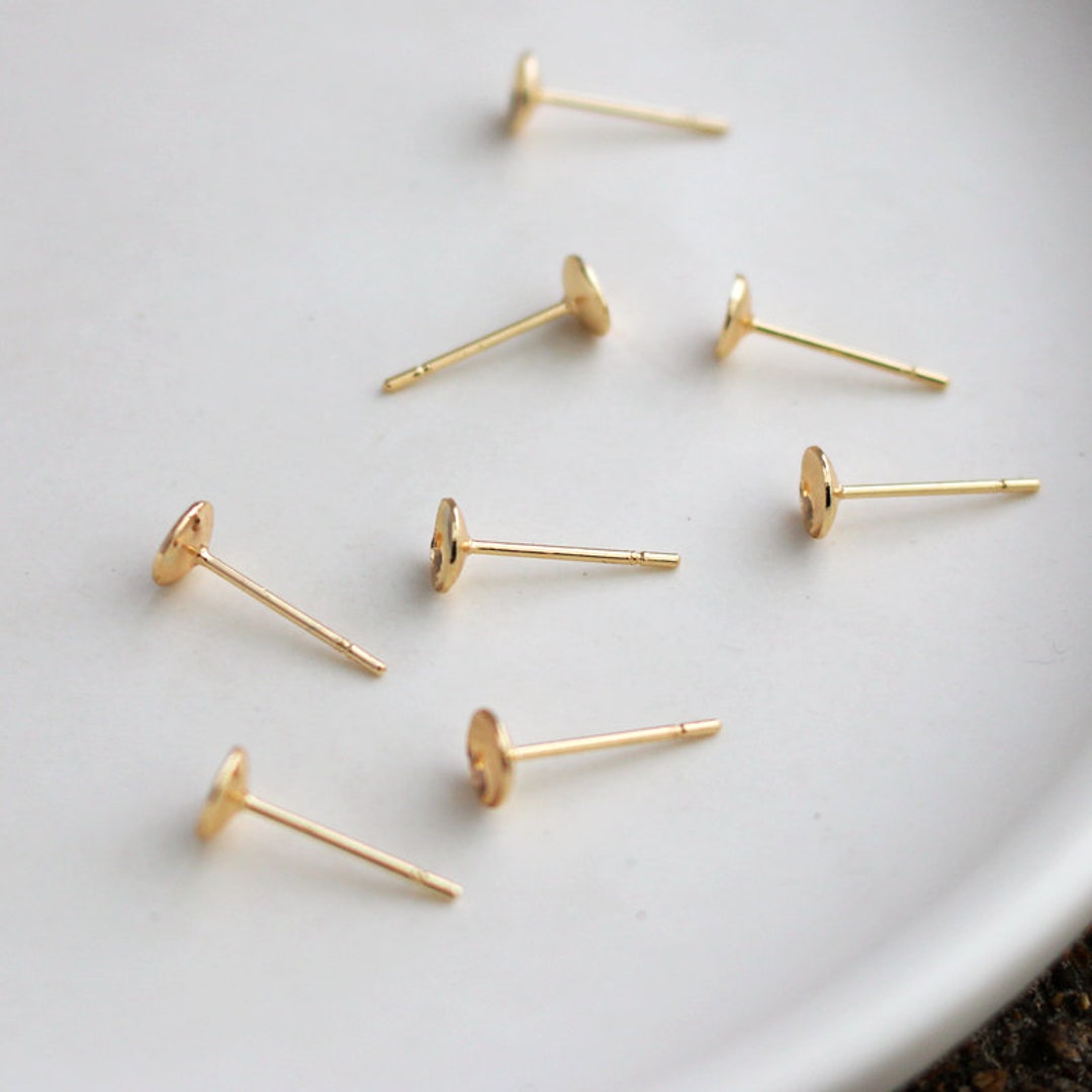 50pcs Earring Post, Earring Stud, Stud Earring, Gold Earring, 14k Gold ...
