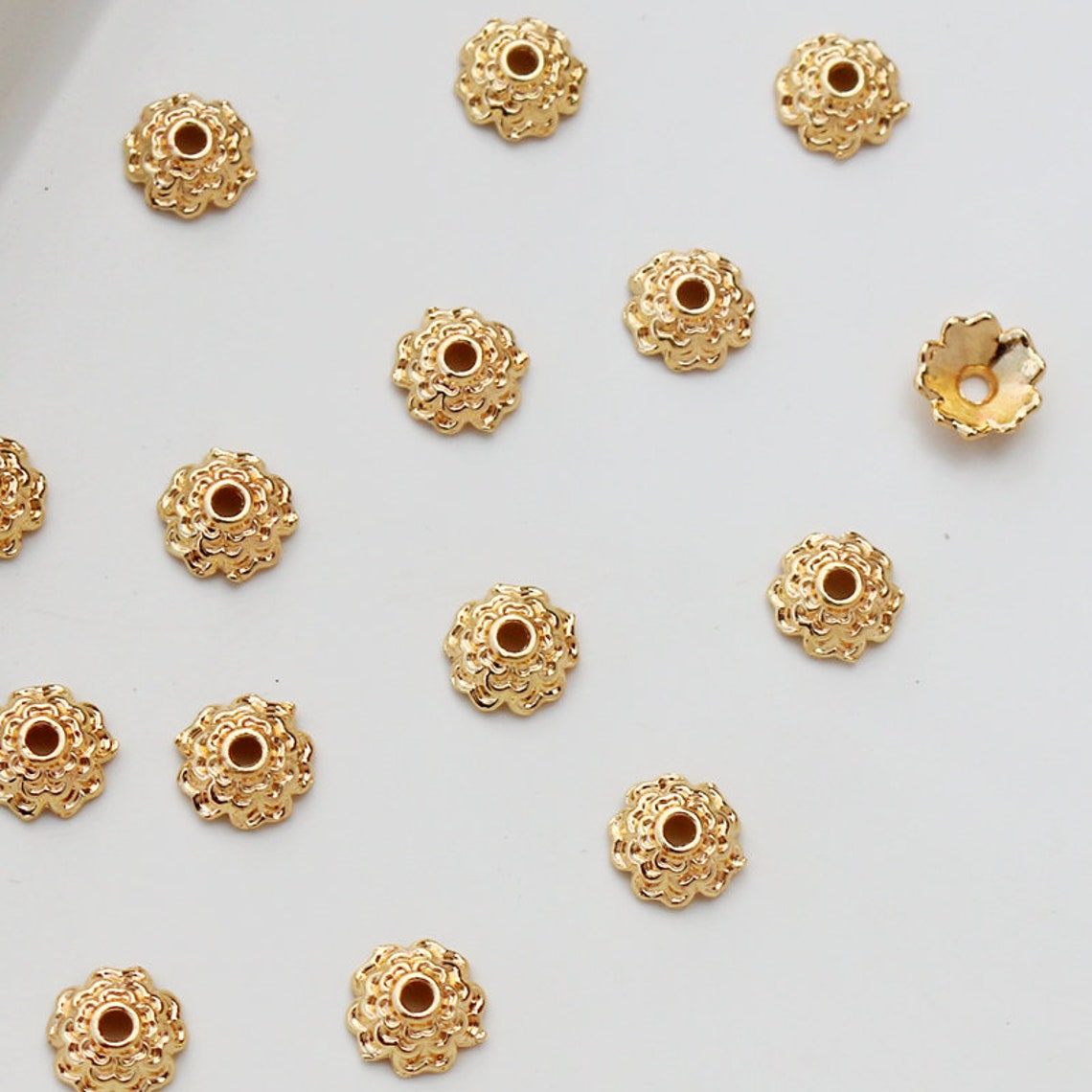 50 Pcs 7mm 14K Gold Plated Bead Caps Gold Bead Cap Gold End - Etsy