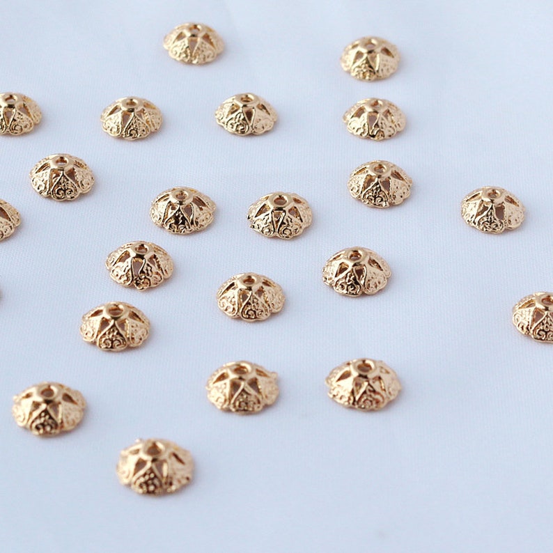 100 Pcs 8mm 14K Gold Plated Bead Caps Gold Bead Caps End - Etsy