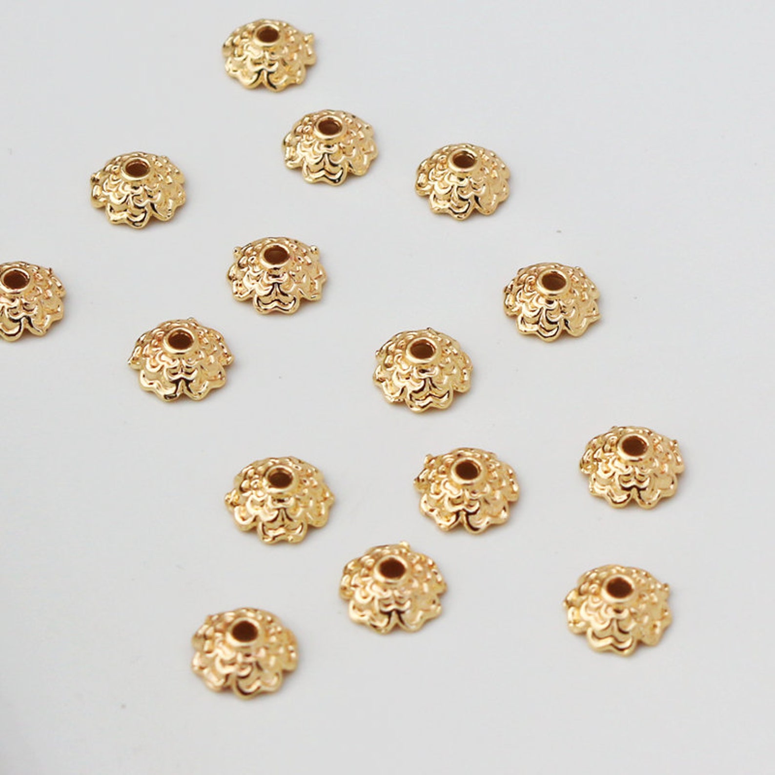 50 Pcs 7mm 14K Gold Plated Bead Caps Gold Bead Cap Gold End - Etsy