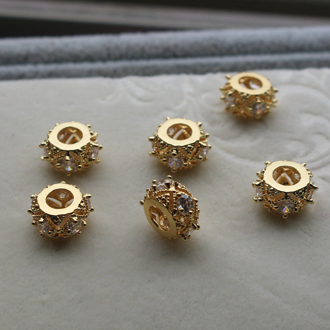 2pcs 18K Gold Plated Bead Connectors 10mm Zircon Beads - Etsy