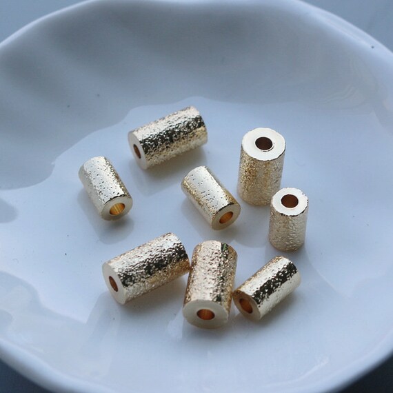 2pcs 14K Gold Plated Brass Column Beads Charm Beads - Etsy