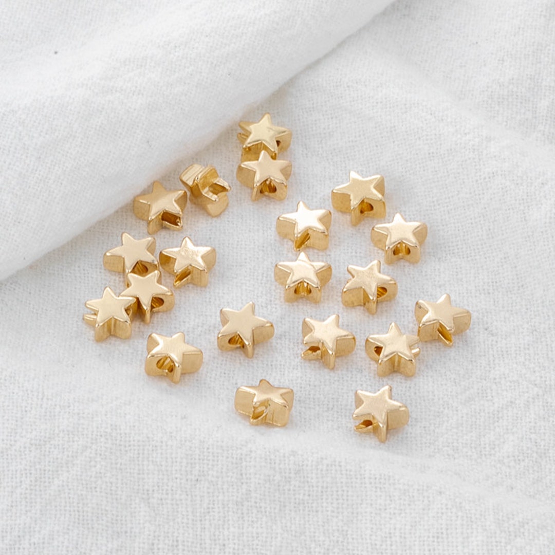 50pcs 14k Gold Plated Brass Star Beads, 4mm/5mm/6mm/7mm Star Beads, 18K ...